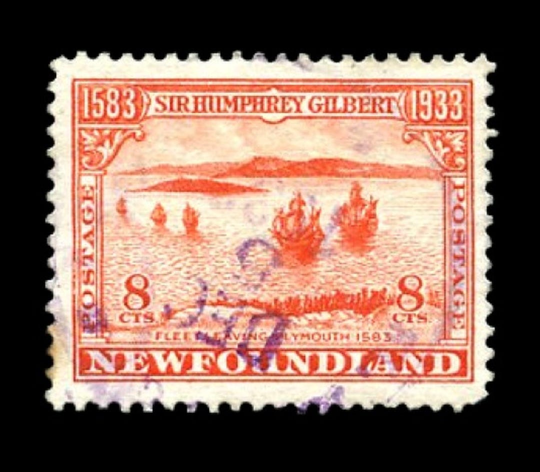 Newfoundland 1933 Stamp: Fleet Leaving Plymouth, 8 Cent Vermillion - Etsy