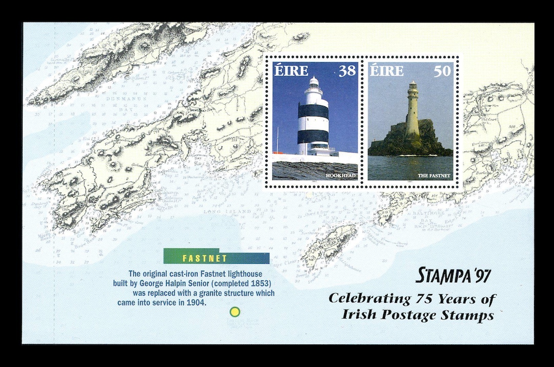 Ireland 1997: DX179 Irish Lighthouses Booklet Pane HP94, Fastnet Rock ...