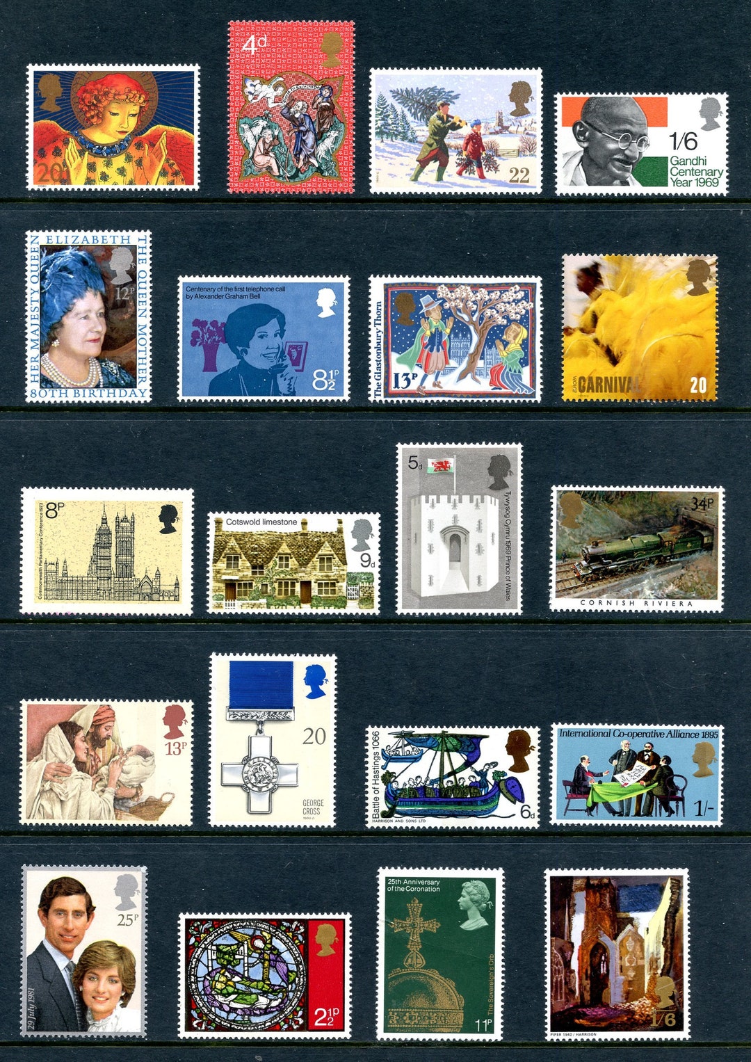 Great Britain Queen Elizabeth II Selection of 20 Stamps - Etsy