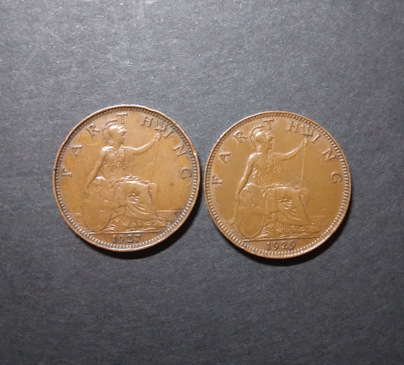 Great Britain King George V Bronze Farthings Pair 1927 & 1929 - Very ...