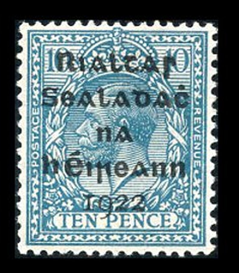 Sello de Irlanda de 1922: Sobreimpresión de 10d en turquesa Dollard ...