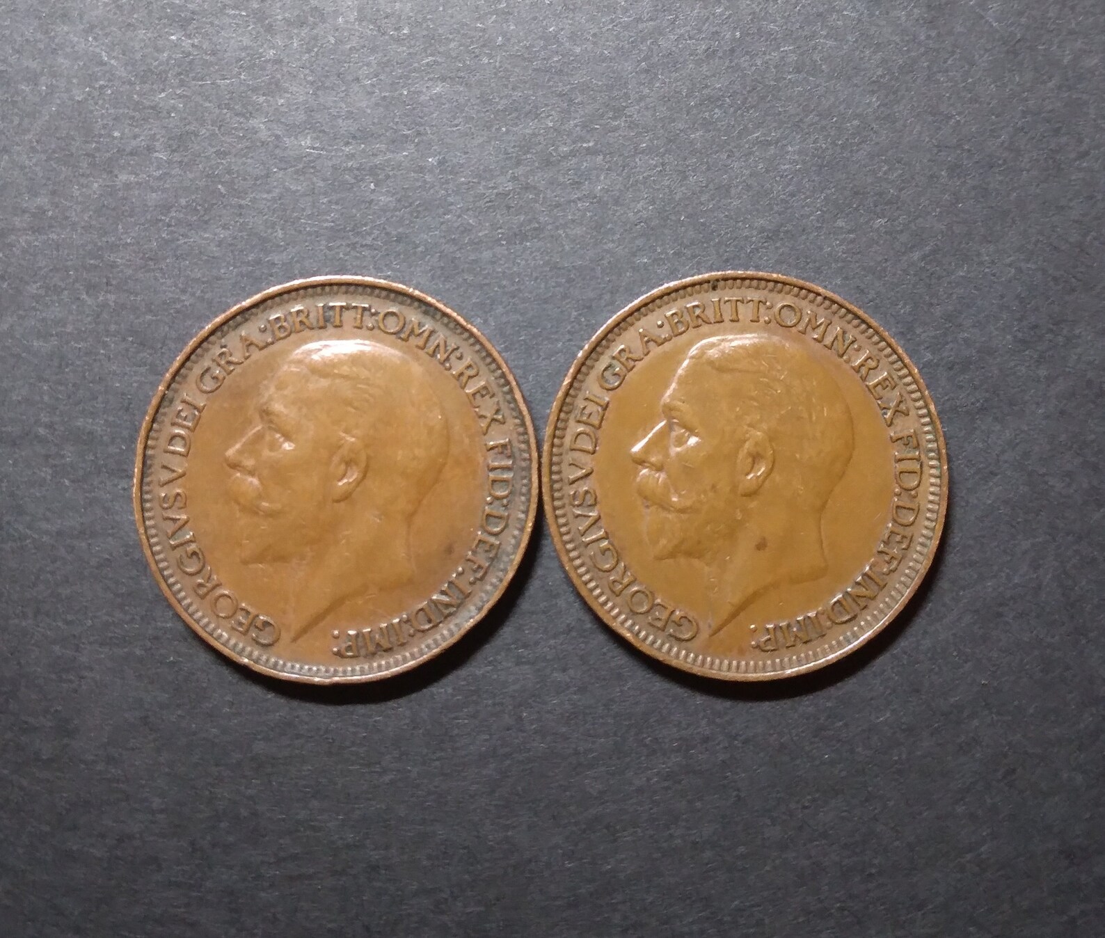 Great Britain King George V Bronze Farthings Pair 1927 & 1929 - Very ...