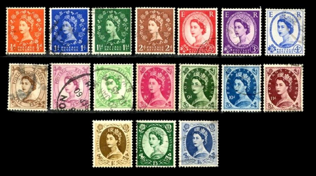Great Britain 1955-1958 Queen Elizabeth II SG 540-556 Wilding Portrait ...