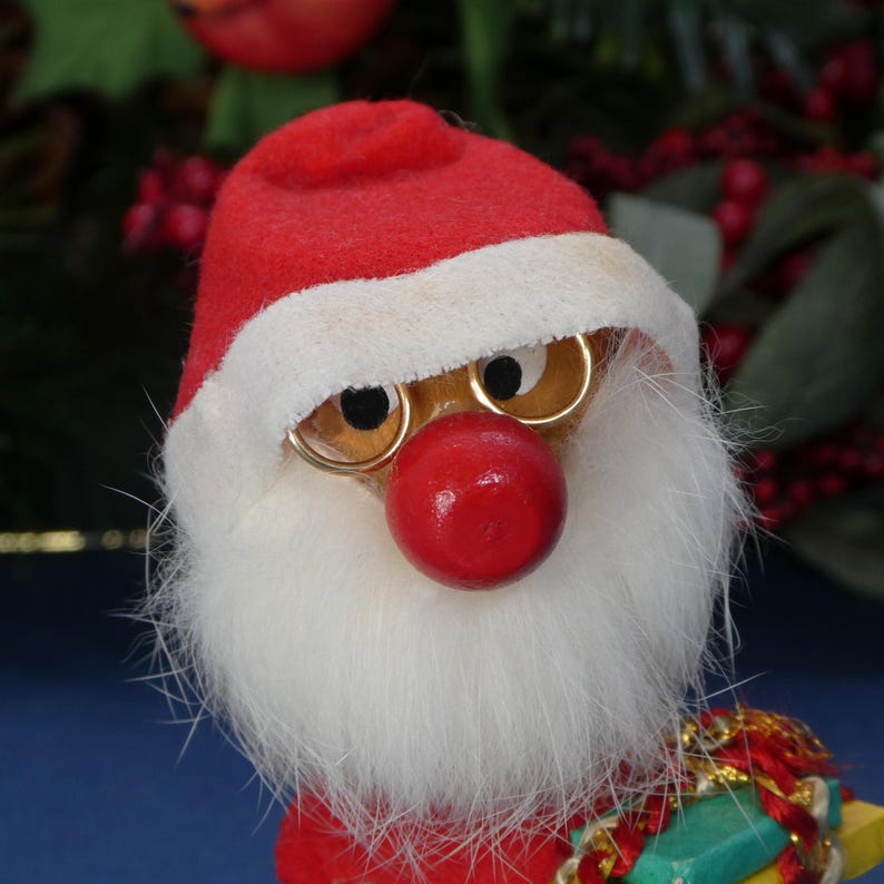 Vintage Bobble Head Wooden Santa - Etsy