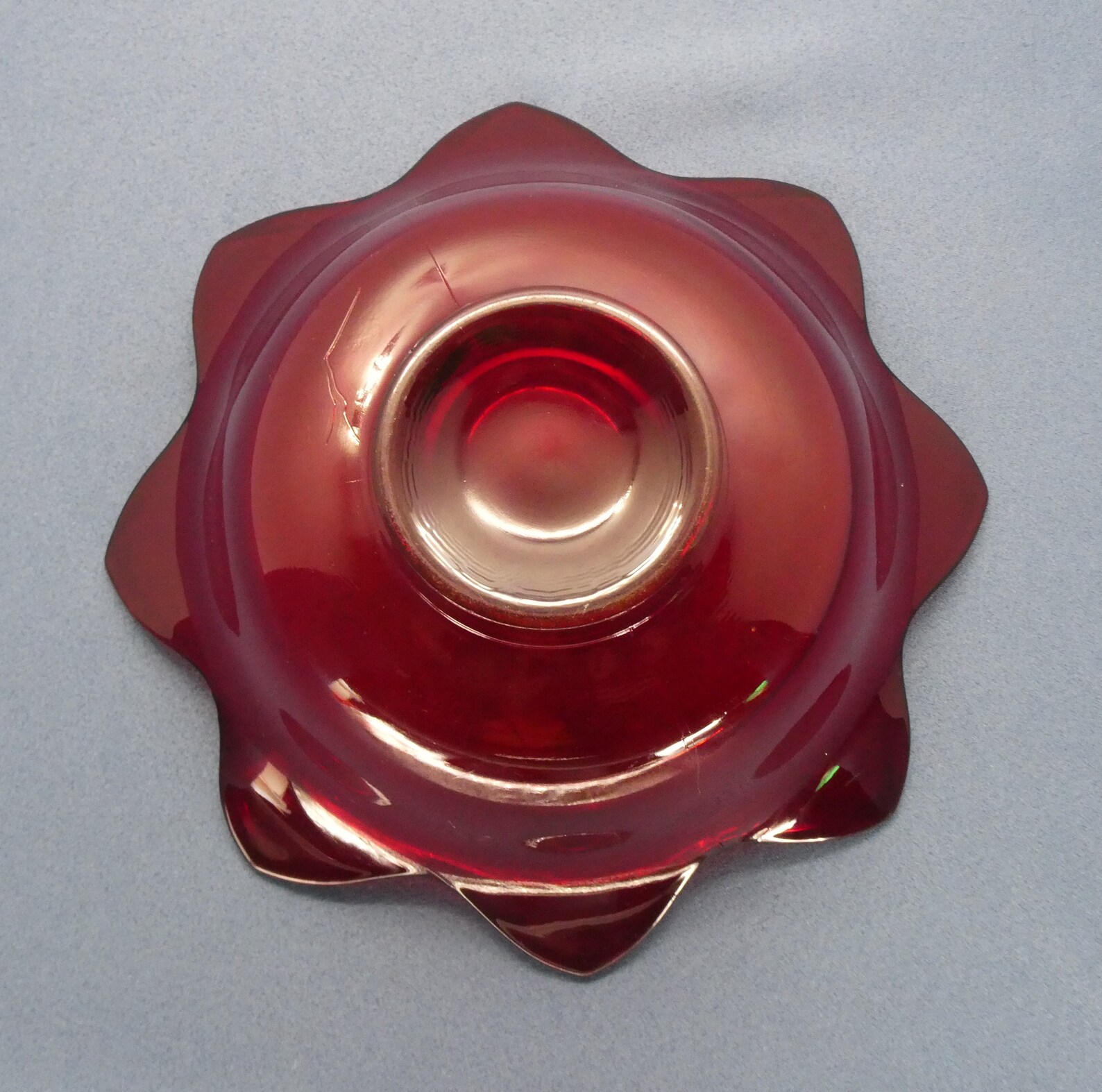 Vintage Fenton Ruby Red 8-point Footed Glass Bowl 1930s | Etsy