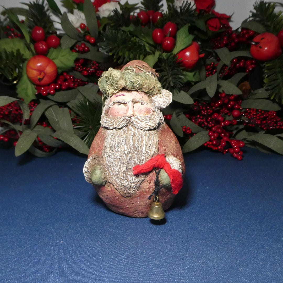 Vintage Limited Edition Arlene Wobler Signed Folk Art Bell-ringer Santa ...