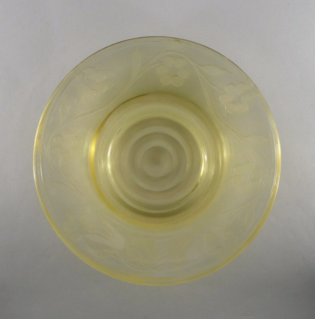 Vintage Topaz Depression Glass 6” Saucer With Mold-etched Flowers - Etsy