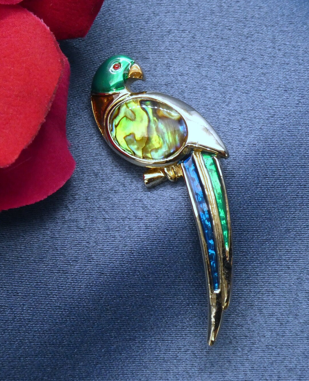 Vintage Abalone Jelly-belly-style Parrot Brooch - Etsy