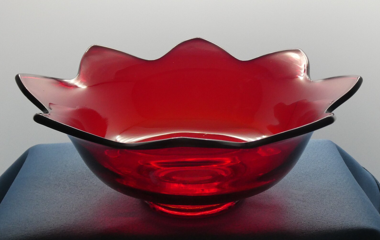 Vintage Fenton Ruby Red 8-point Footed Glass Bowl 1930s | Etsy