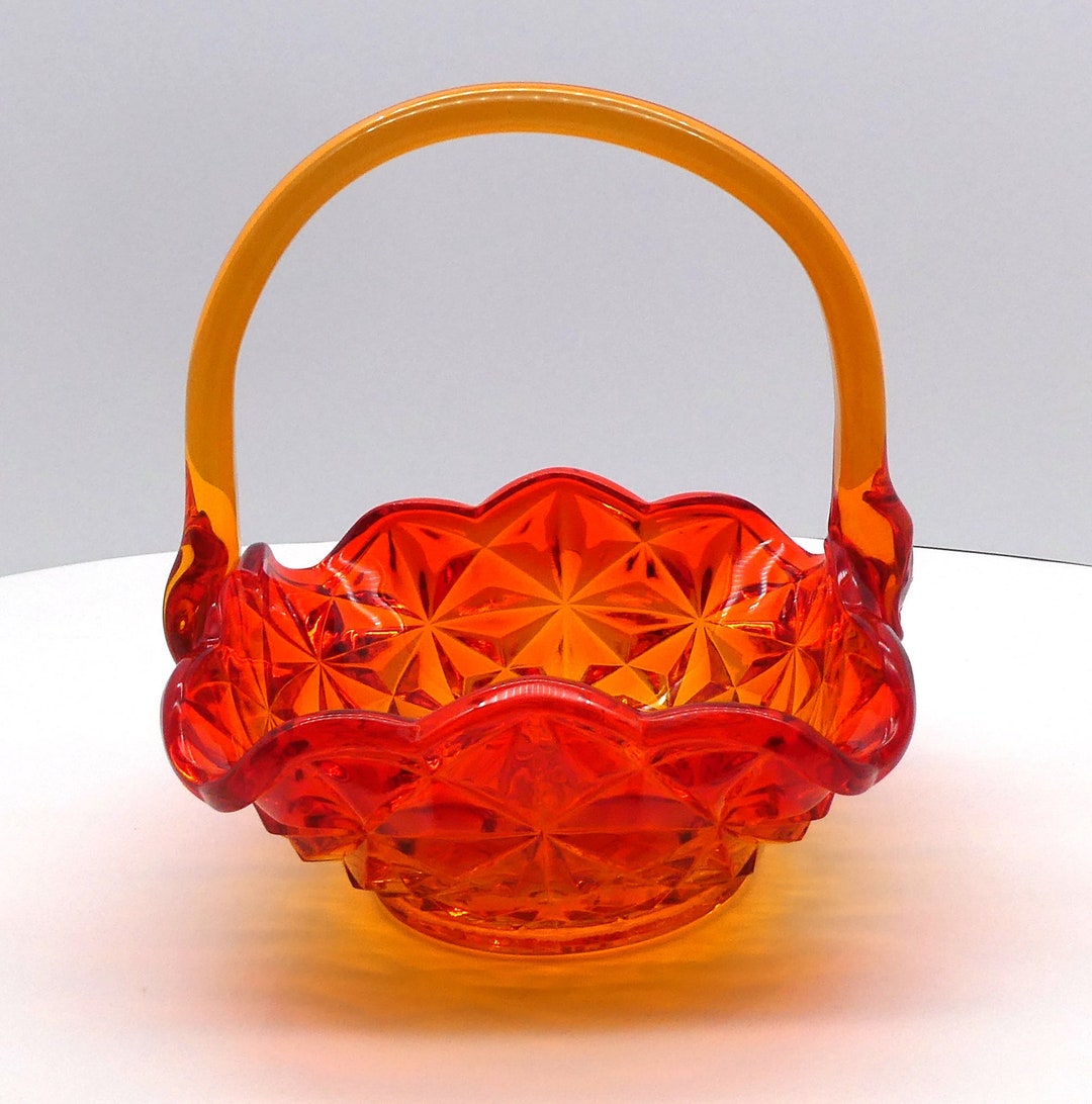 Vintage Monticello Amberina Glass Basket by Indiana Glass, 1970s - Etsy