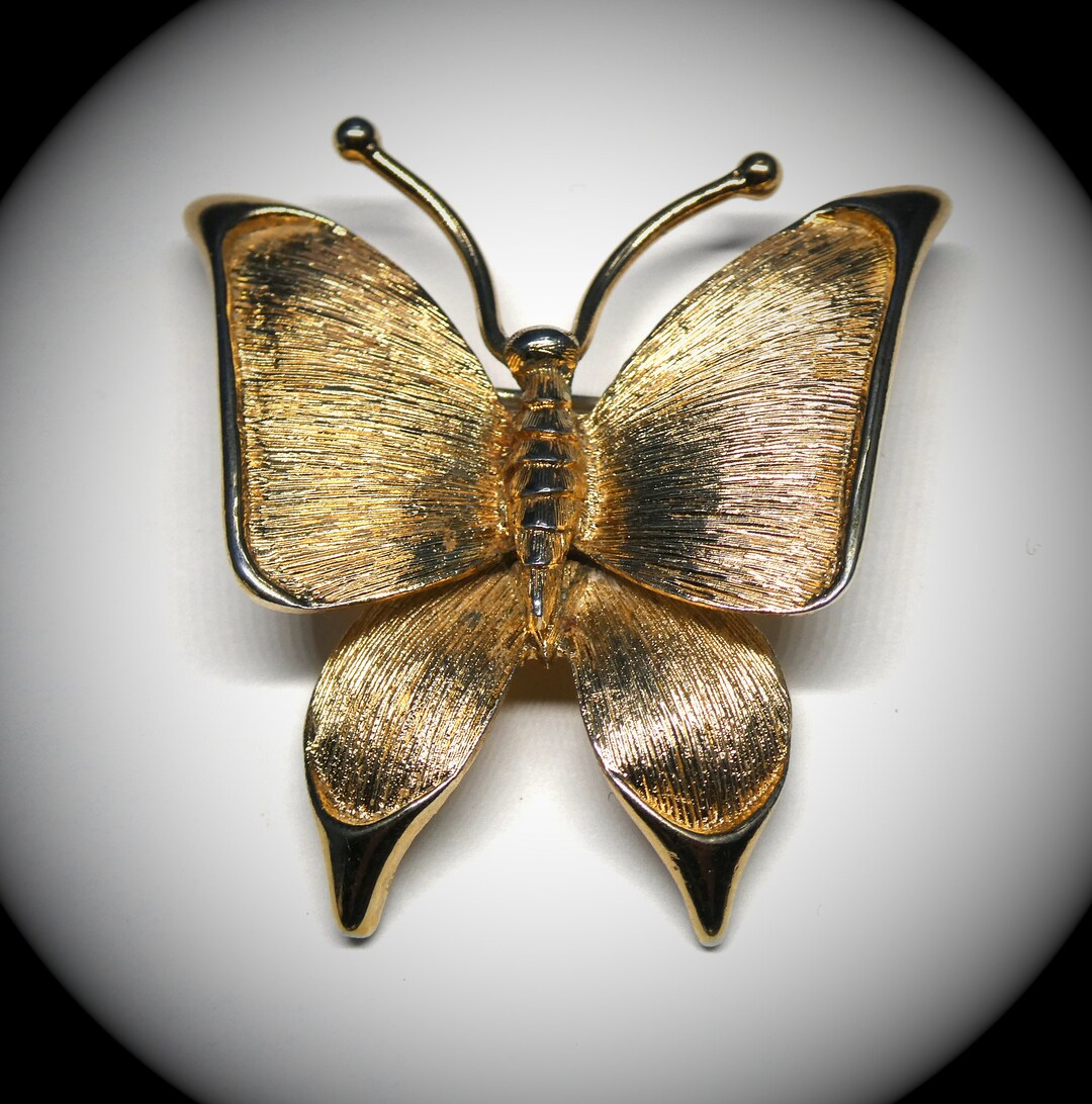 Vintage Monet Brushed Gold Butterfly Brooch, 1990s - Etsy