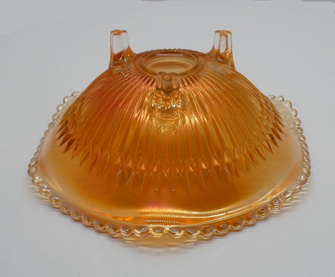 Vintage Jeannette Diamond Ray Anniversary Marigold Carnival Glass ...
