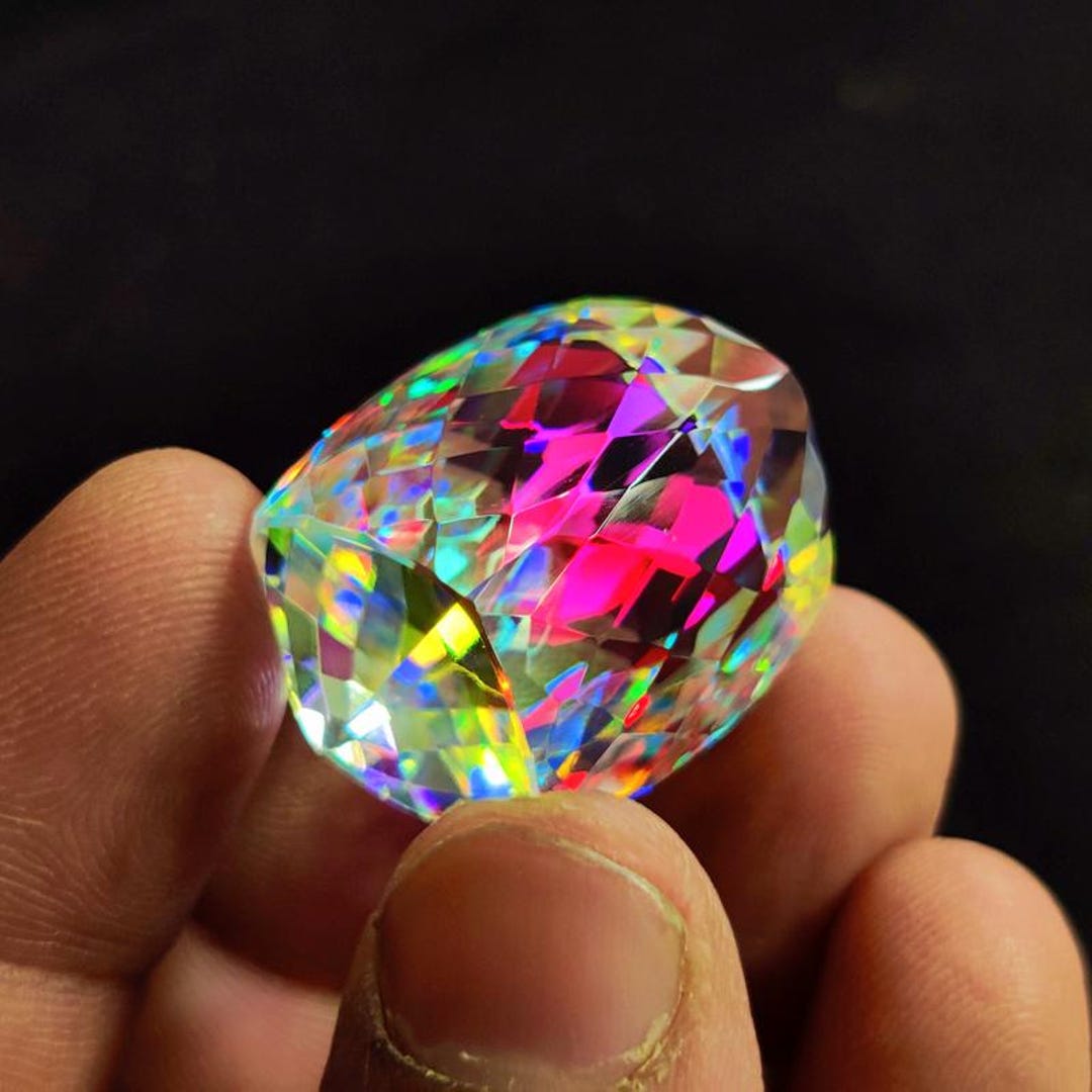 Faceted Rainbow Mystic Topaz Gemstone, Large Pendant Size - Etsy