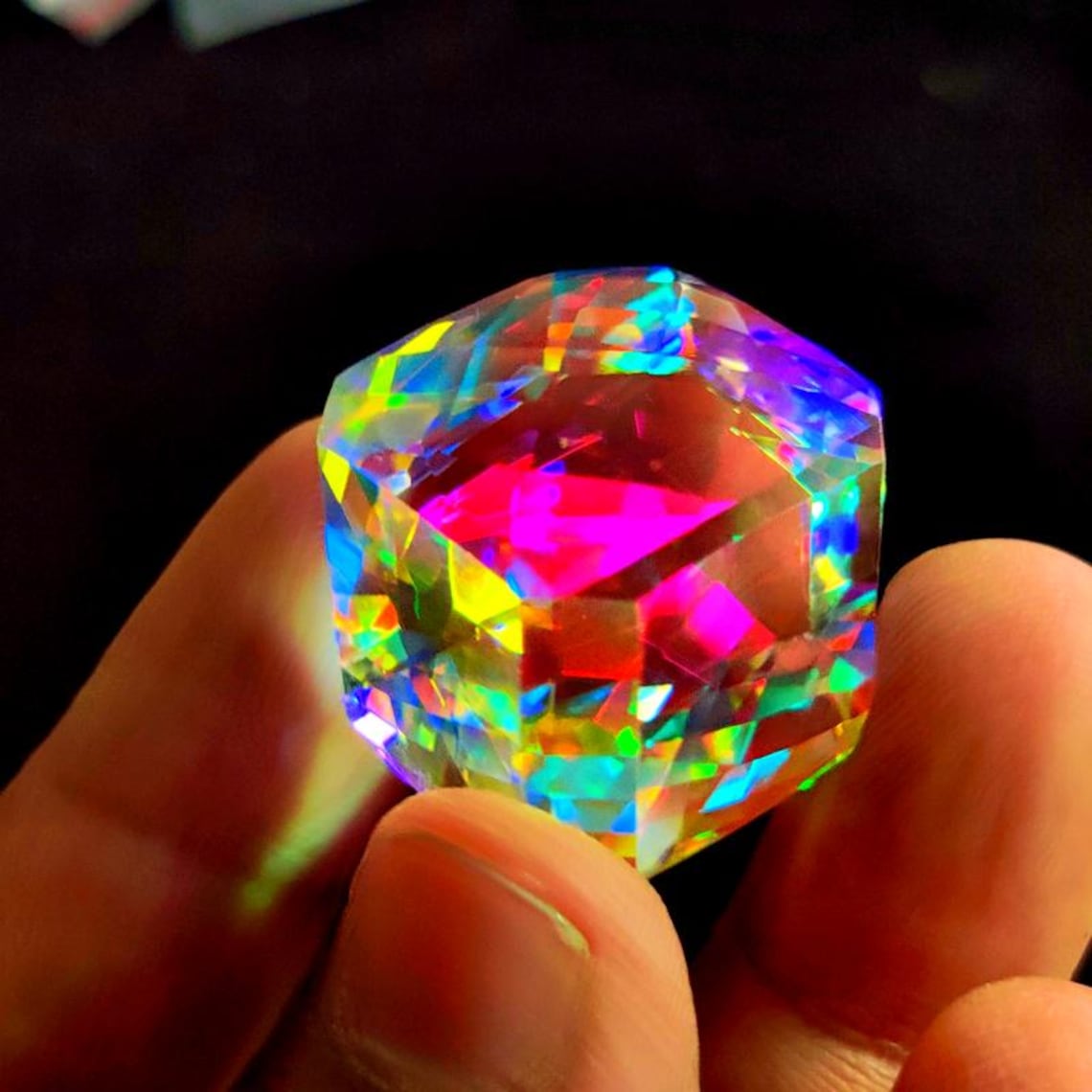 Rainbow Mystic Topaz Gemstone 112ct Rainbow Mystic Topaz Stone Cube Cut ...