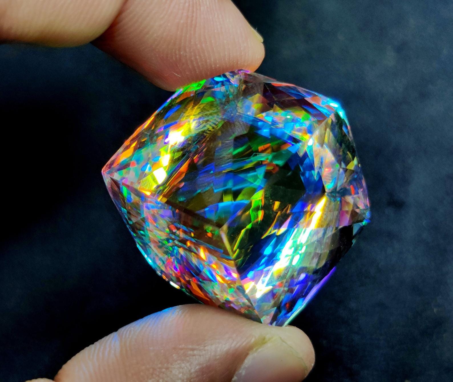 40CT Rainbow Mystic Topaz Cube, Energy Stone for Pendant Making - Etsy
