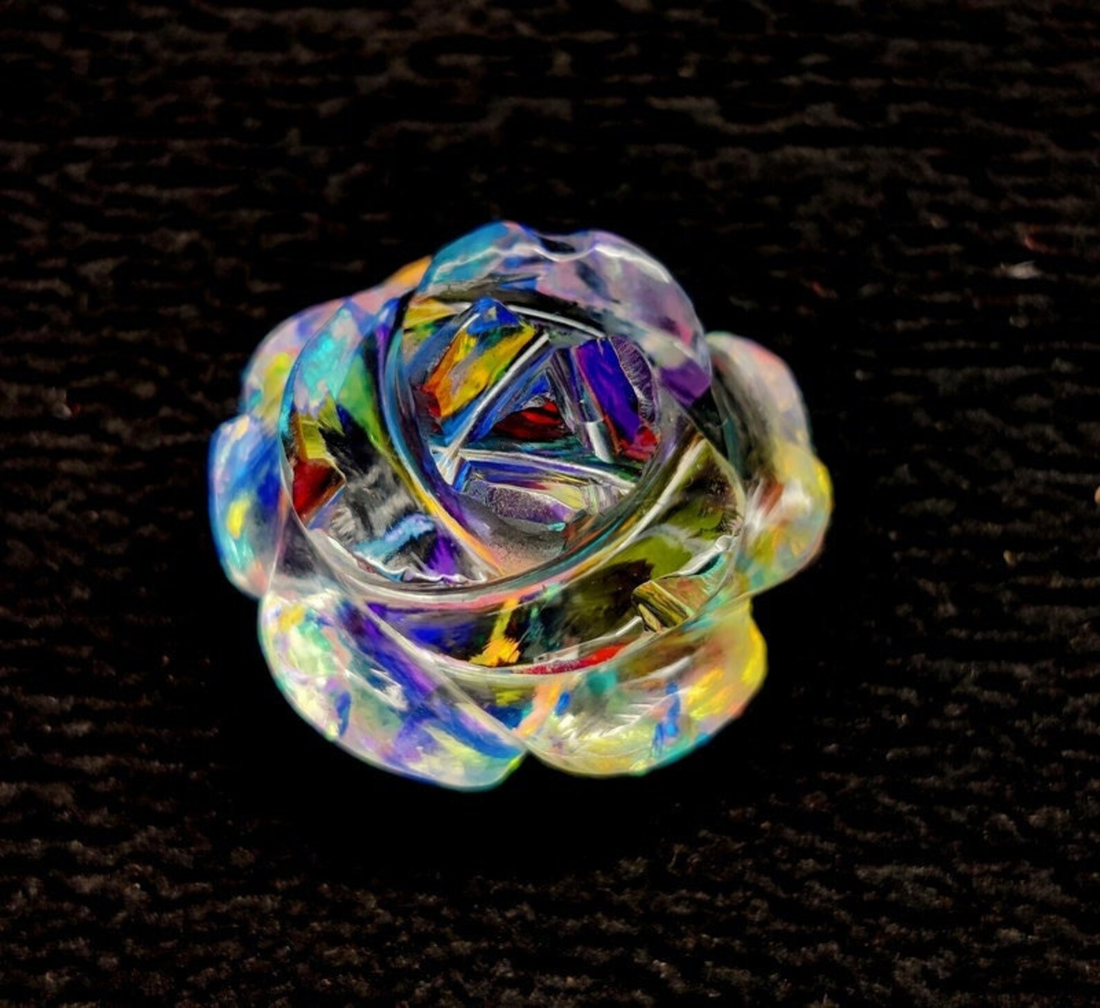 MYSTIC TOPAZ GEMSTONE Carving Flower Shape 33ct High Quality Rainbow ...