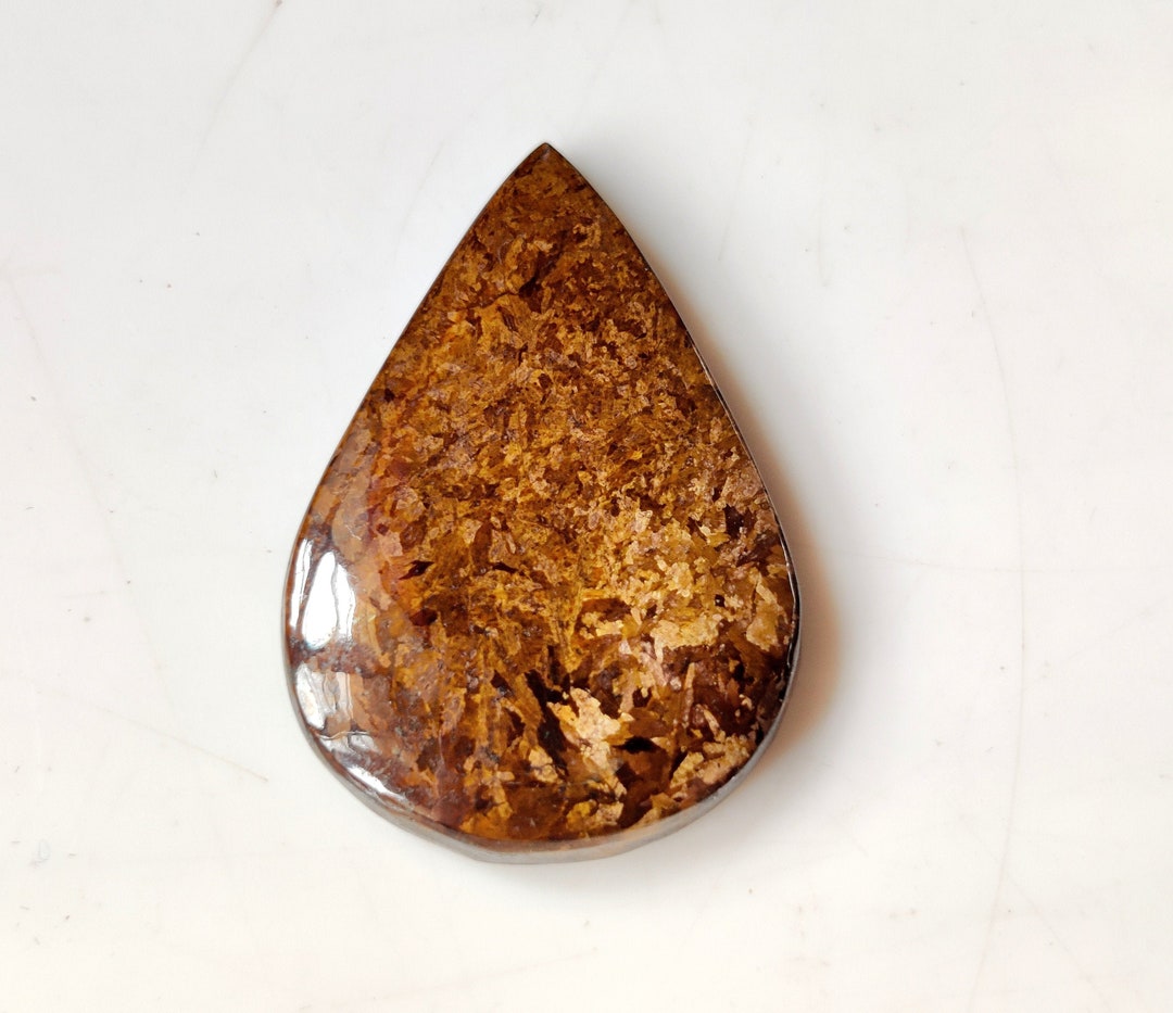 NATURAL BROWN JADE Gemstone 55ct High Quality Brown Jade Cabochon Pear ...