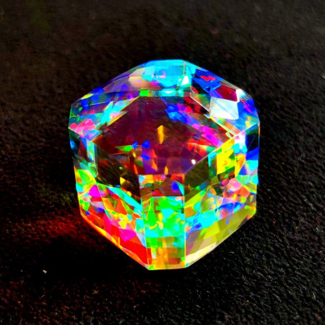 Rainbow Mystic Topaz Gemstone 112ct Rainbow Mystic Topaz Stone Cube Cut ...