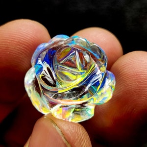 MYSTIC TOPAZ GEMSTONE Carving Flower Shape 33ct High Quality Rainbow ...