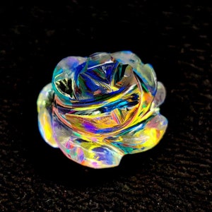 MYSTIC TOPAZ GEMSTONE Carving Flower Shape 33ct High Quality Rainbow ...