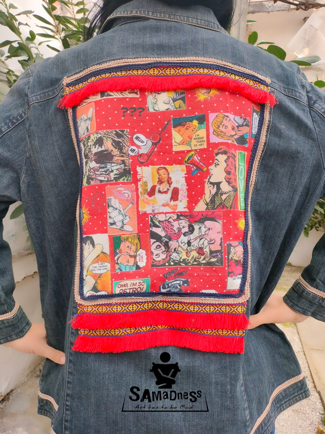 Colorful Pop Art Design on Upcycled Denim Jacket - Etsy