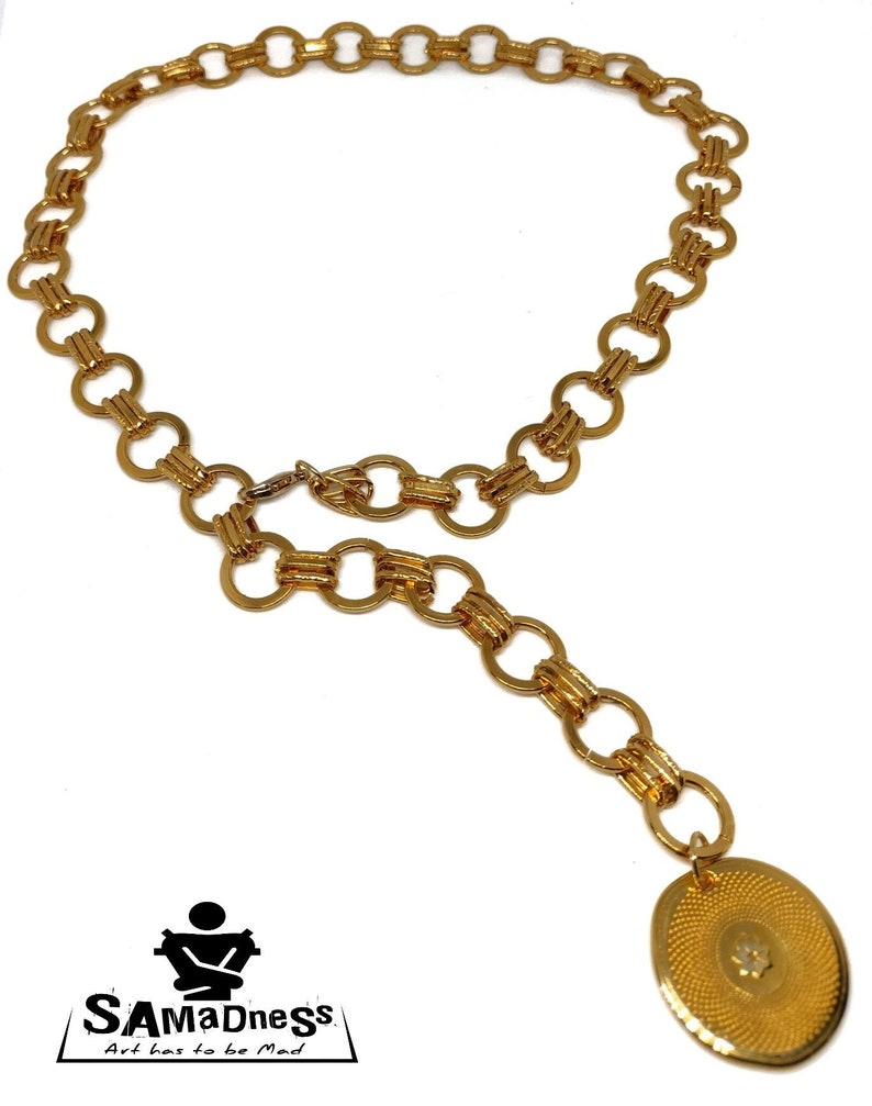 Gold Colored Chain Necklace Set - Evil Eye, Flower, Melted Heart ...
