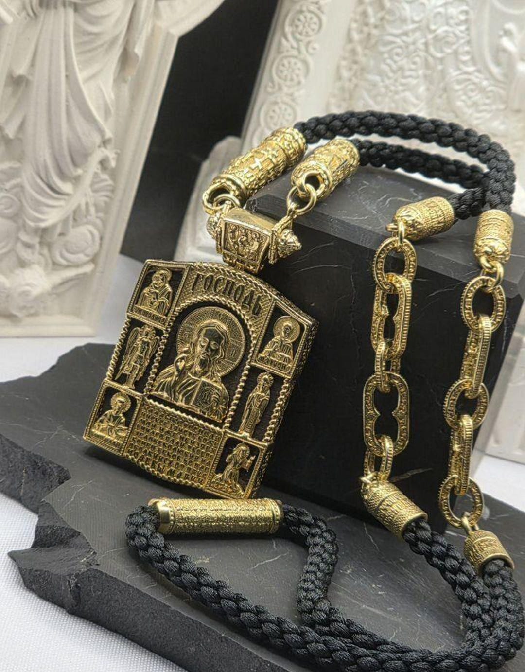 Our Father Prayer Pendant Necklace Christian Orthodox 925 Silver 24K ...