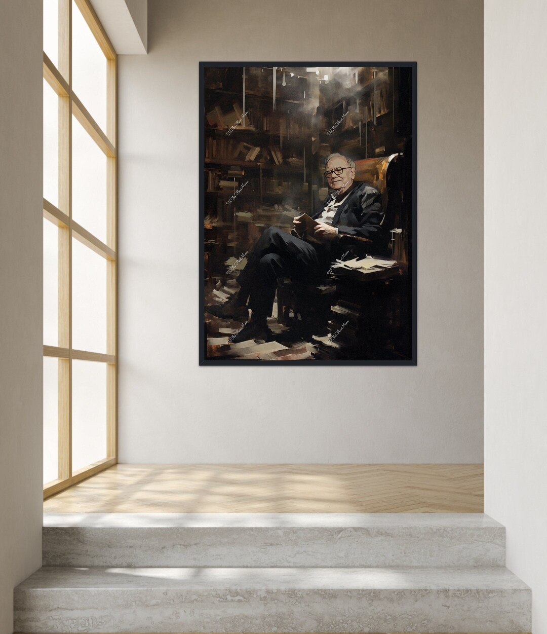 Warren Buffett Reading Canvas. Stock Market, Wall Street, Trader ...