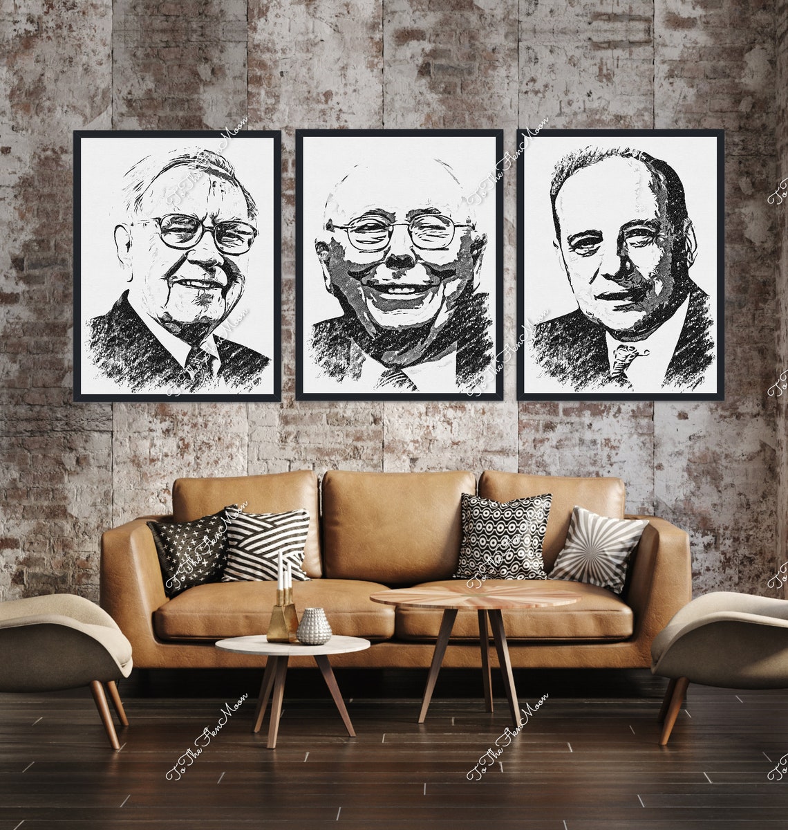 Sketch of Warren Buffett, Charlie Munger, Benjamin Graham Canvas. Stock ...