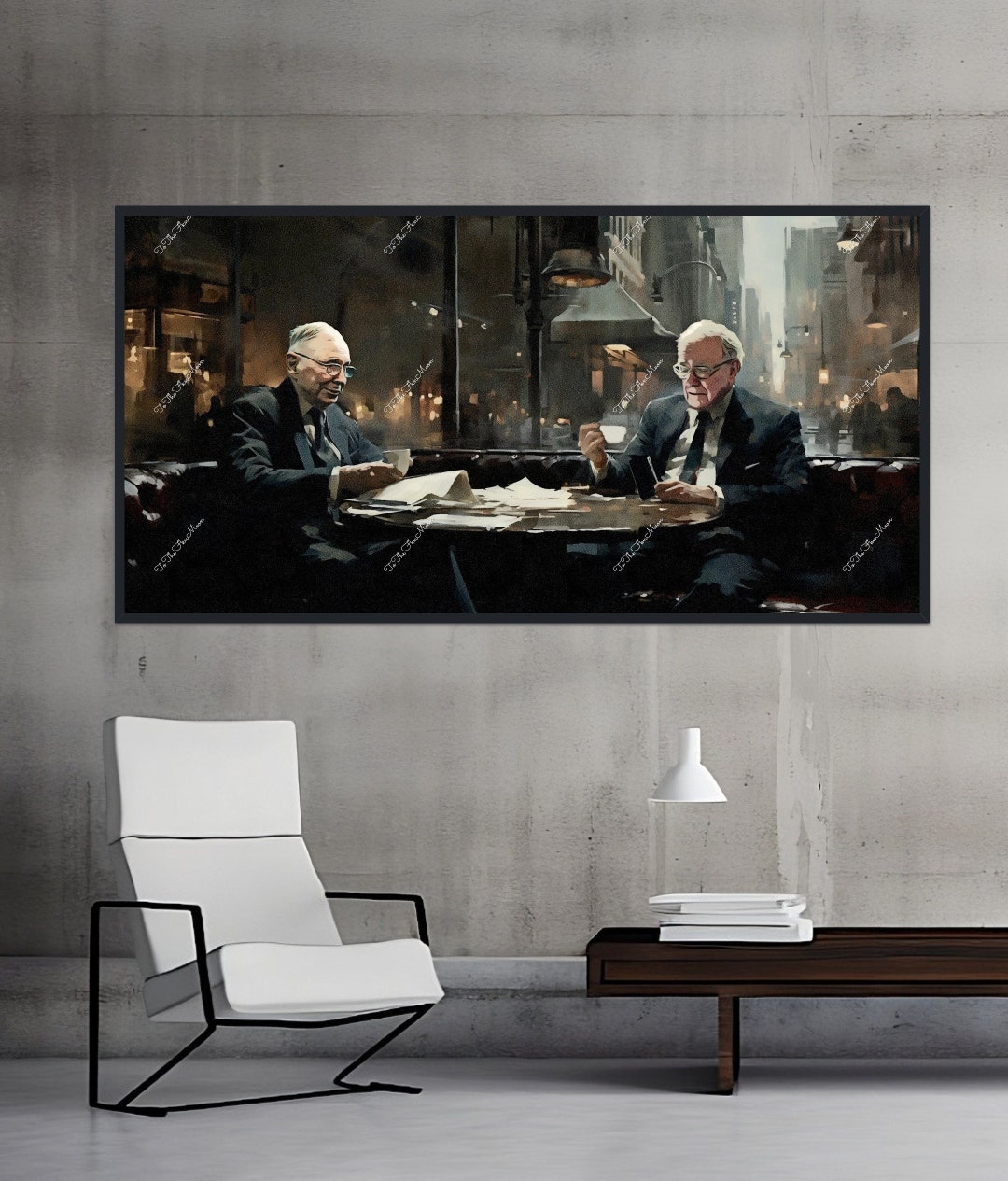 Unframed Warren Buffett & Charlie Munger European Cafe Canvas Print ...