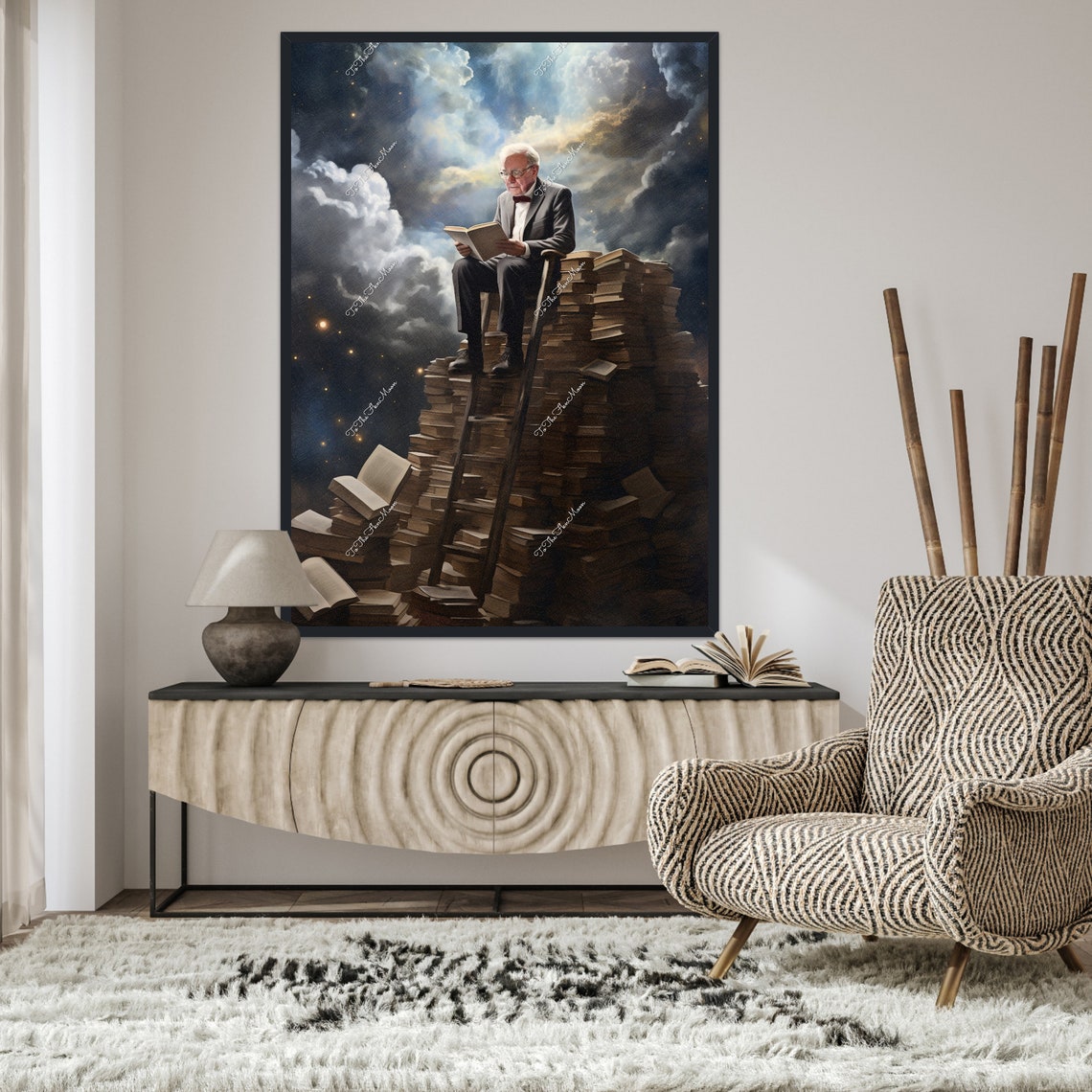 Warren Buffett Reading in His Library Canvas. Stock Market, Wall Street ...