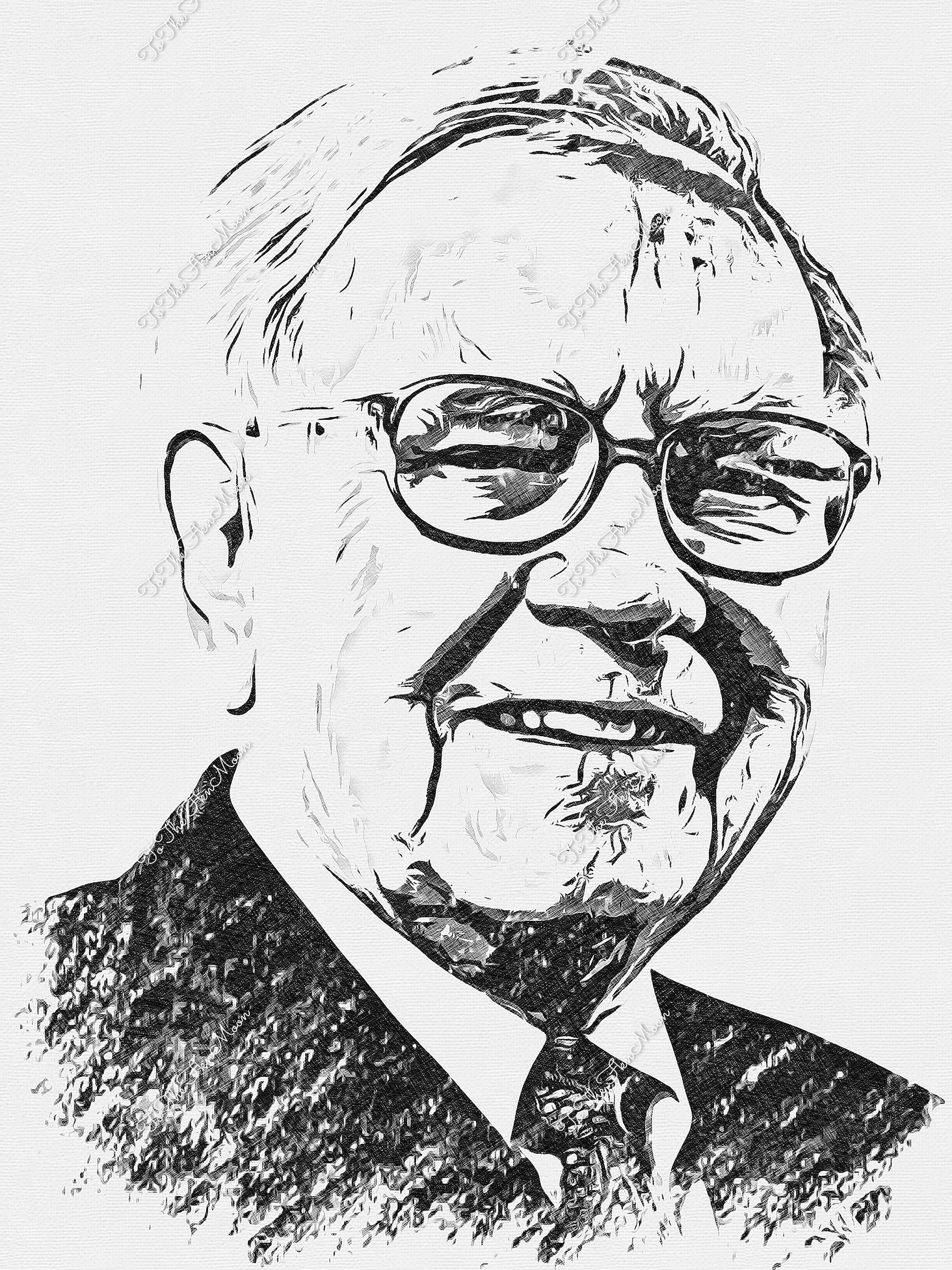 Sketch of Warren Buffett, Charlie Munger, Benjamin Graham Canvas. Stock ...
