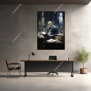 Young Charlie Munger Reading in a Library Canvas. Stock Market, Wall ...