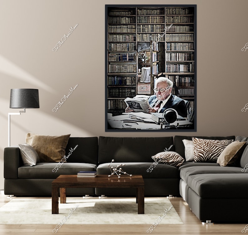 Warren Buffett Reading in His Library Canvas. Stock Market, Wall Street ...