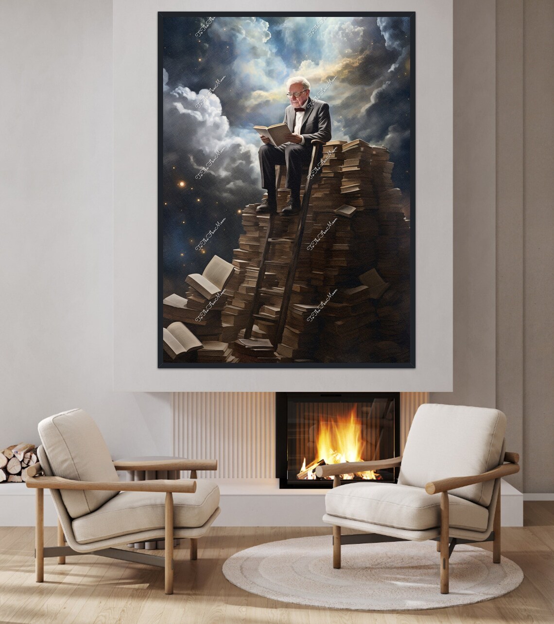 Warren Buffett Reading in His Library Canvas. Stock Market, Wall Street ...