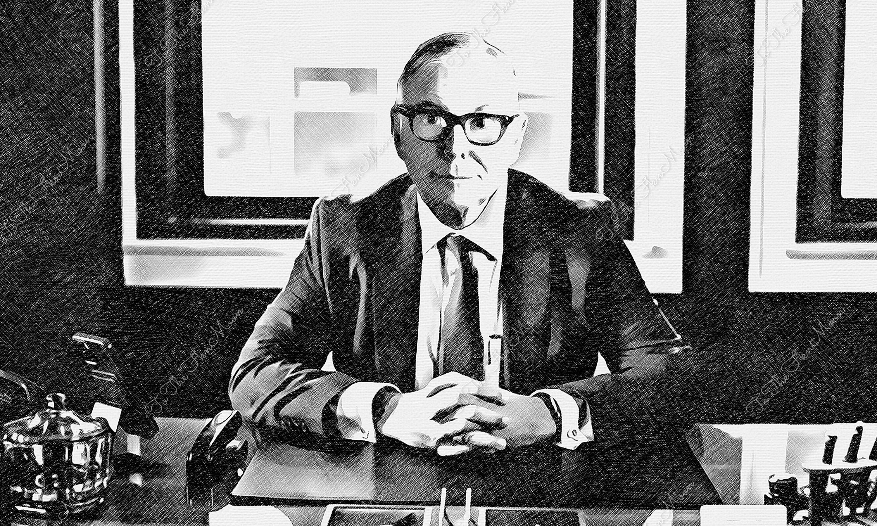 Young Charlie Munger Sitting on His Desk Canvas. Stock Market, Wall ...