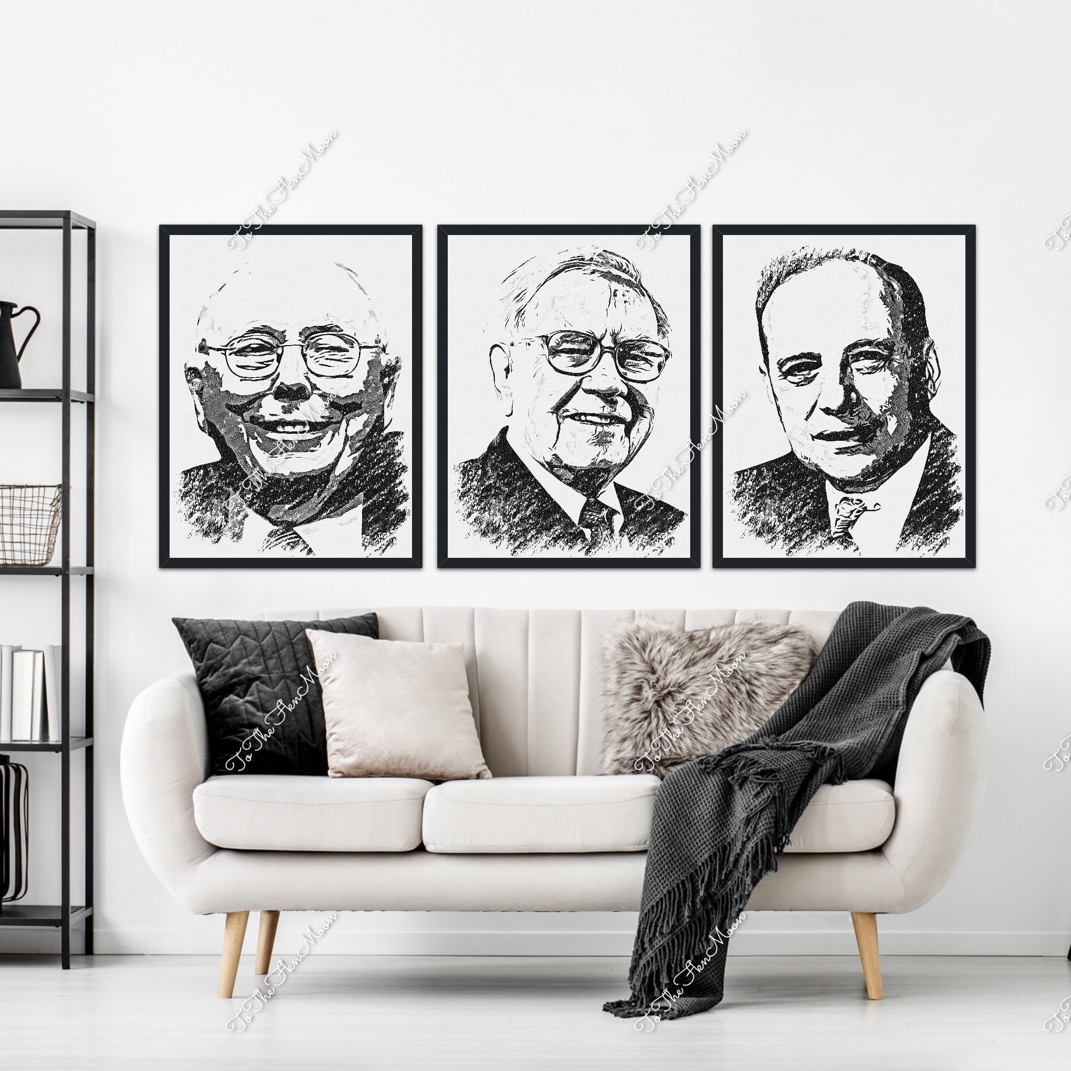 Sketch of Warren Buffett, Charlie Munger, Benjamin Graham Canvas. Stock ...