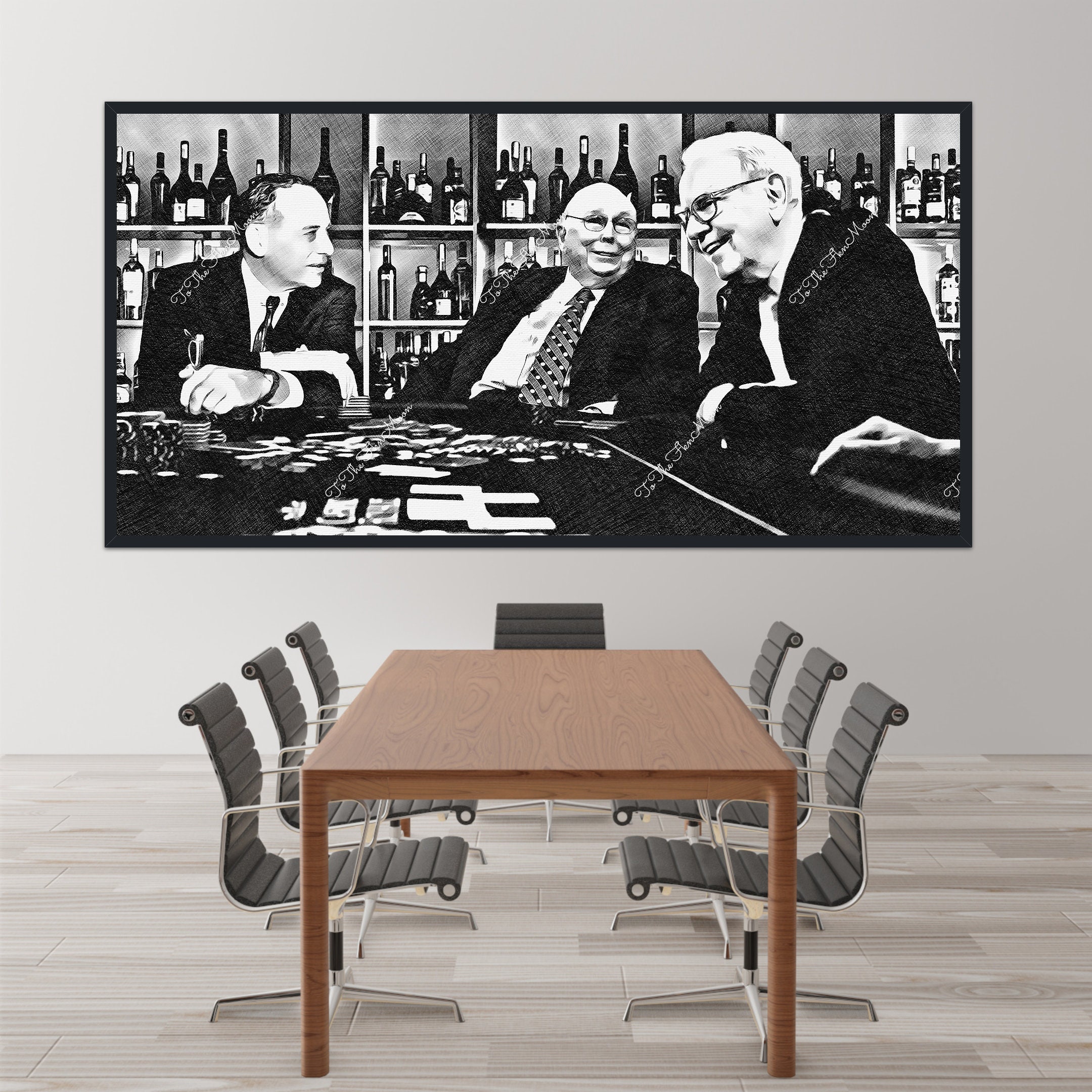 Unframed Warren Buffett, Graham, Munger Poker Game Canvas, Stock Market ...