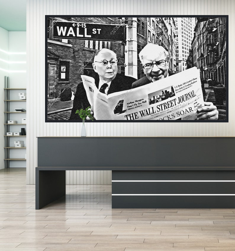 Warren Buffett Reading the Wall Street Journal Canvas. Stock Market ...