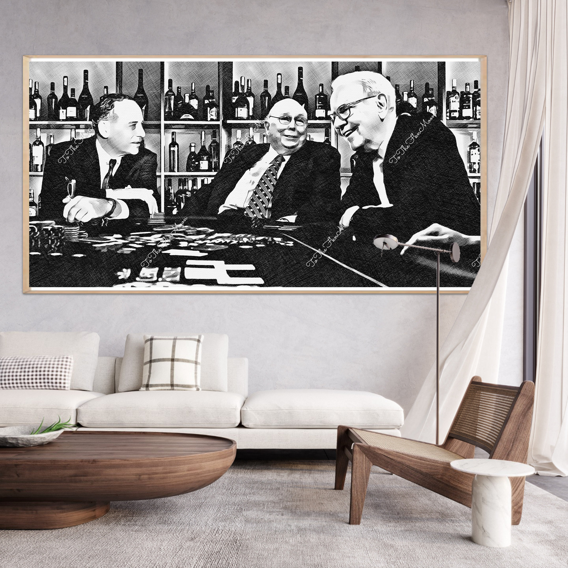 Unframed Warren Buffett, Graham, Munger Poker Game Canvas, Stock Market ...