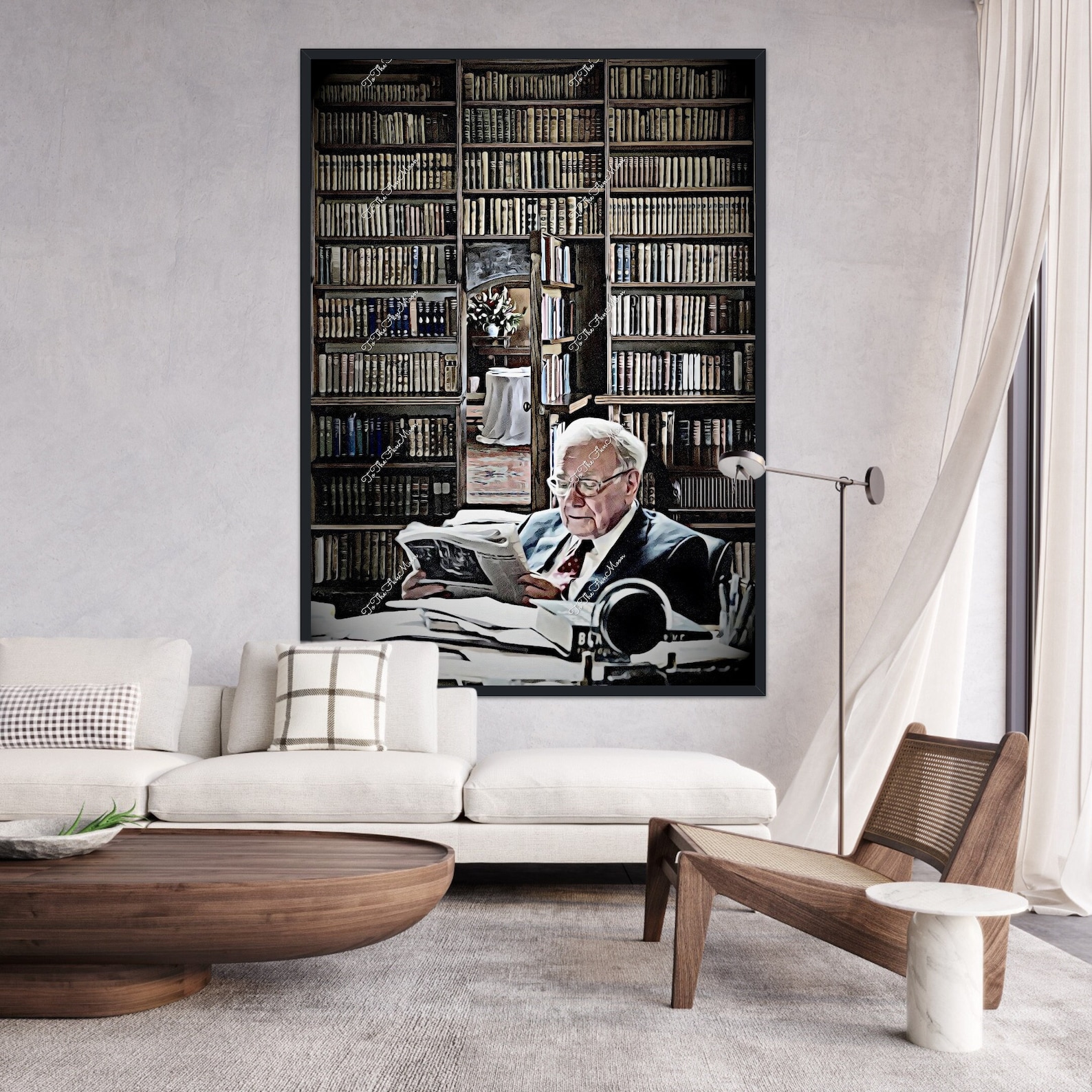 Warren Buffett Reading in His Library Canvas. Stock Market, Wall Street ...