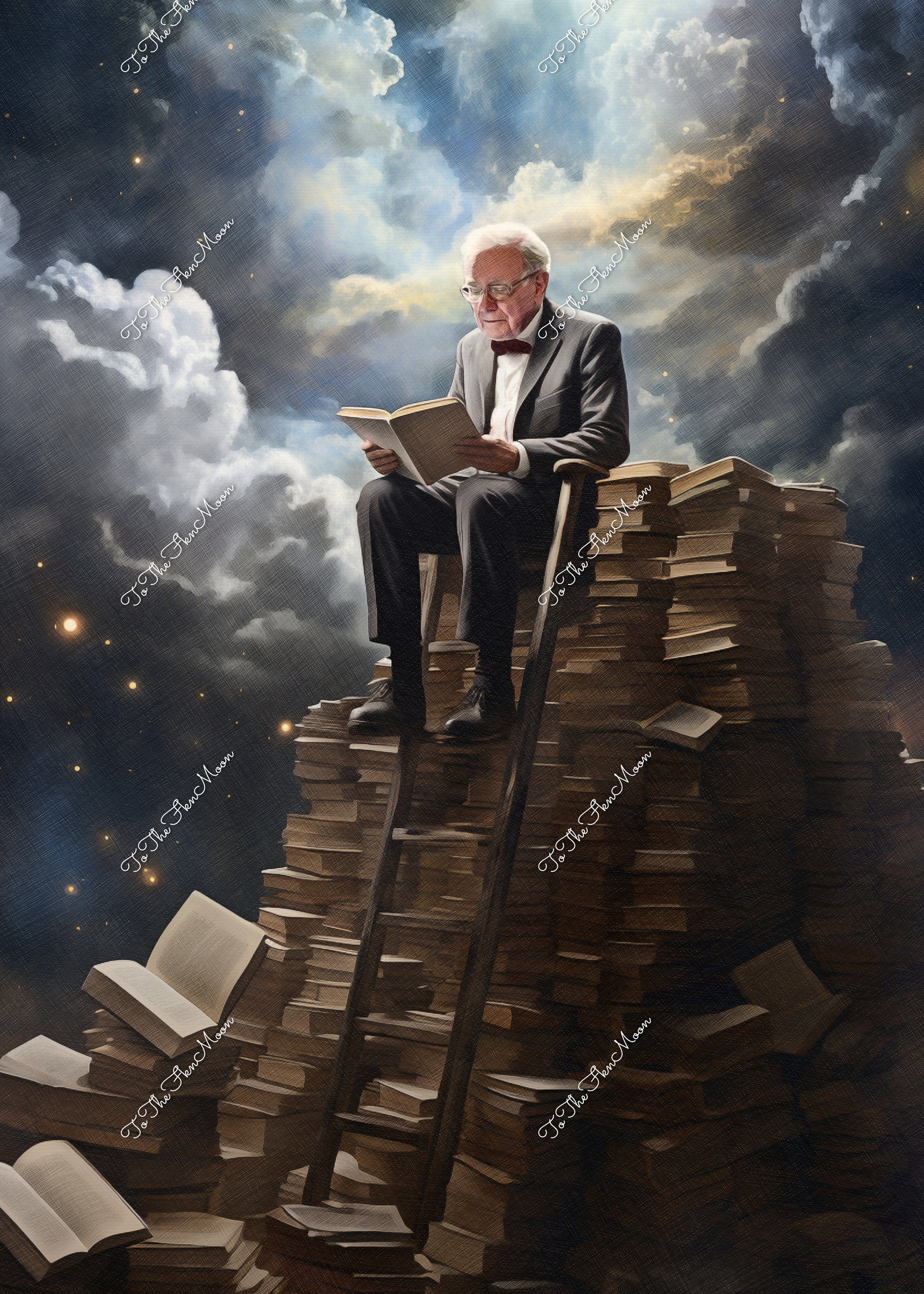 Warren Buffett Reading in His Library Canvas. Stock Market, Wall Street ...