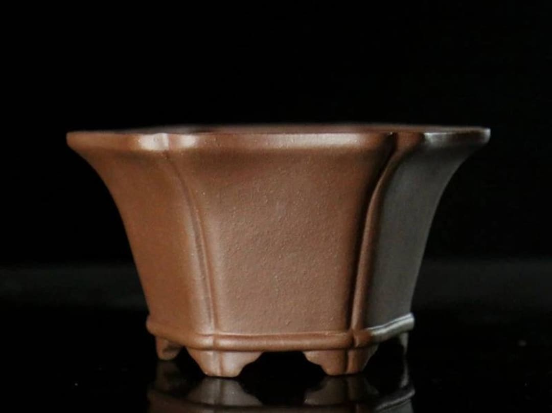 Hexagonal Bonsai Pot Yixing Purple Sand Pottery Flower Pot Simple Retro ...