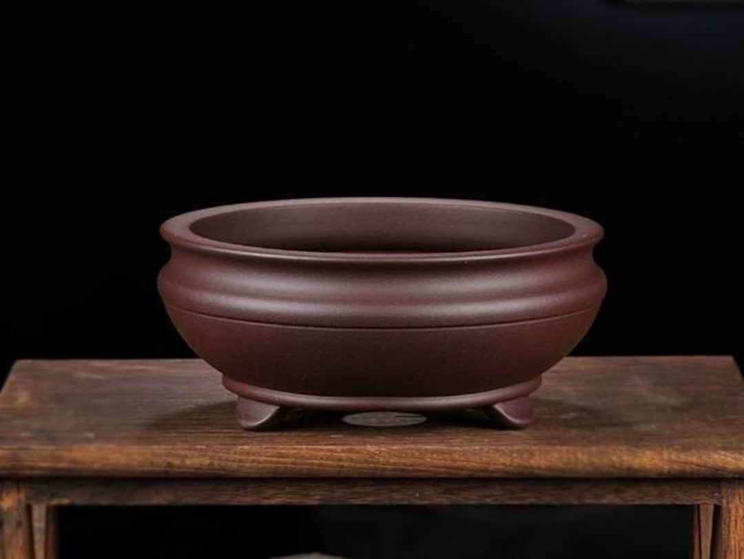 High-quality Handmade Round Bonsai Pot Yixing Purple Sand Flower Pot ...