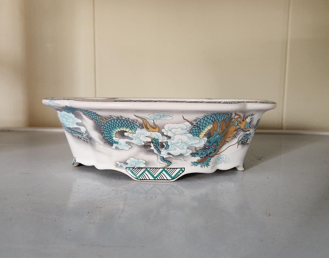 9.4 Inch Papaya Shaped Bonsai Pot Dragon Pattern Bonsai Pot Yixing ...