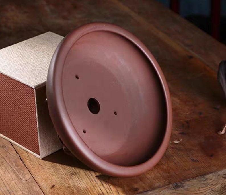 8.2 Inch Round Three-legged Rivet Cloud-foot Bonsai Pot Yixing Purple ...