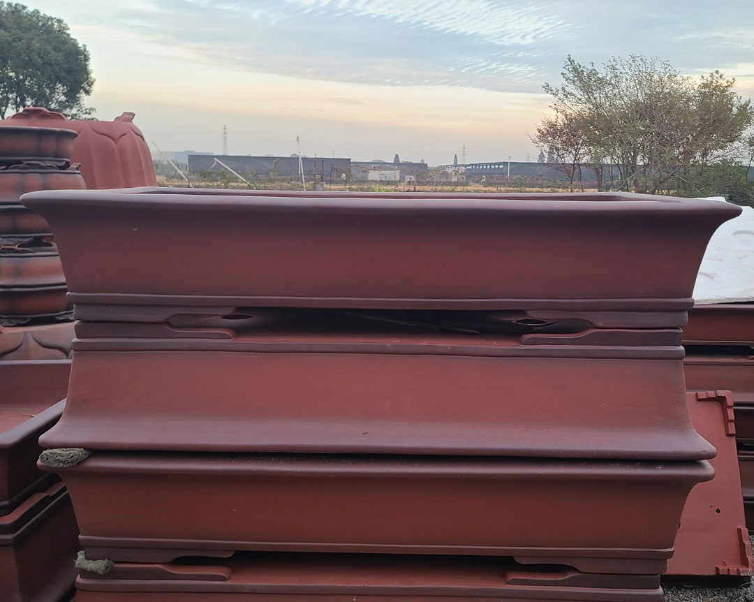 46.8-inch Handmade Large Rectangular Manger Shallow Bonsai Pot Yixing ...