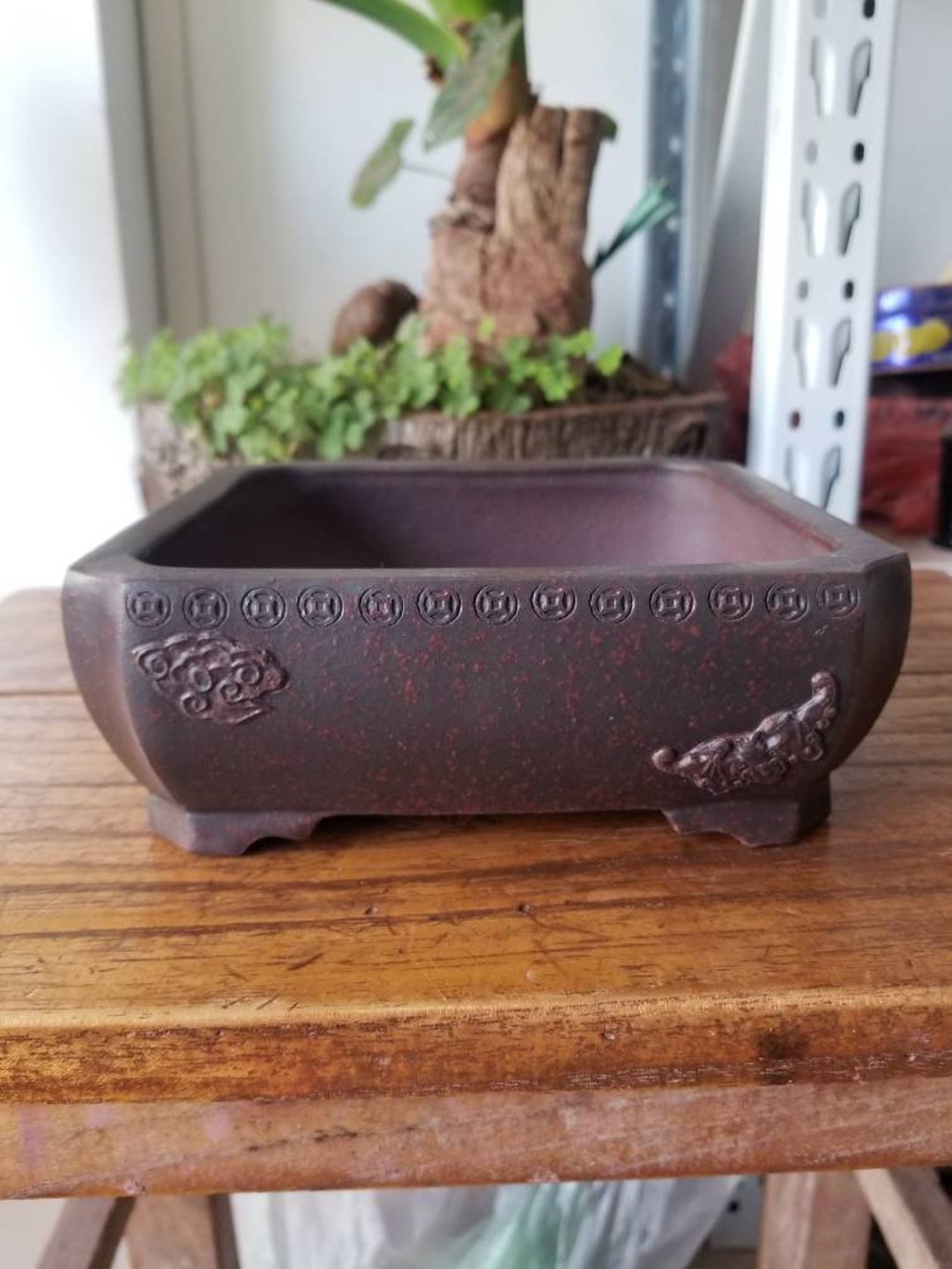 Square Shallow Bonsai Pot China Yixing Purple Sand Ancient Red Mud ...