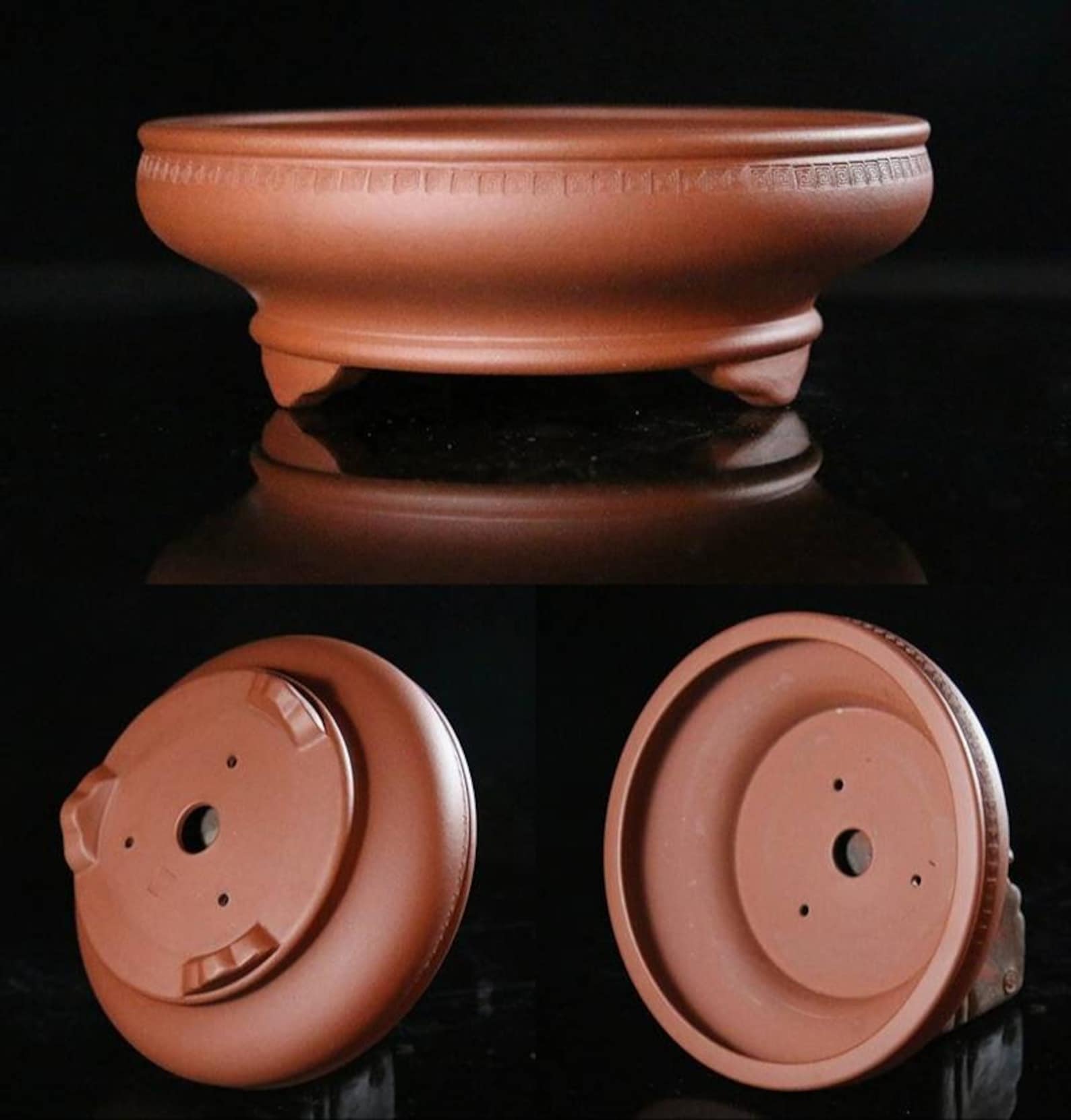 Round Bonsai Pots Retro Simple Pottery Pots Yixing Zisha Pottery Pots ...