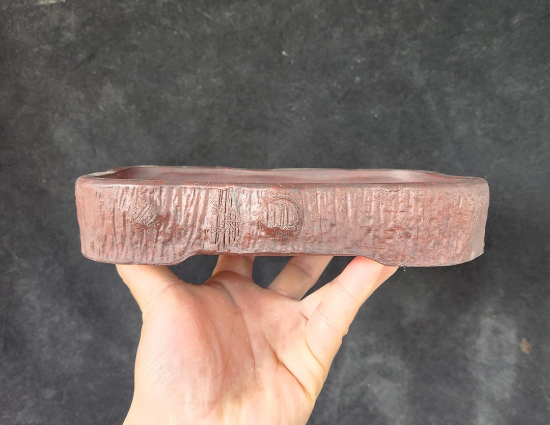 8.6" Handmade Rectangular Shallow Bonsai Pot Special-shaped Flower Pot ...